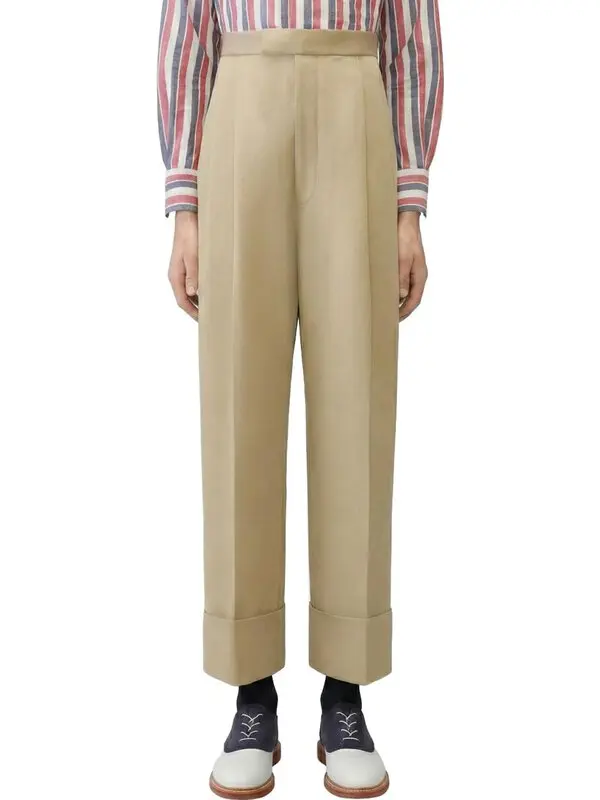 Thom Browne Cotton Gabardine Tailored Trousers - Kaki