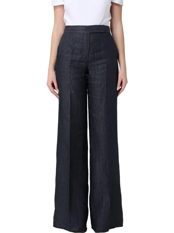 Max Mara Linen Palazzo Trousers - Grey