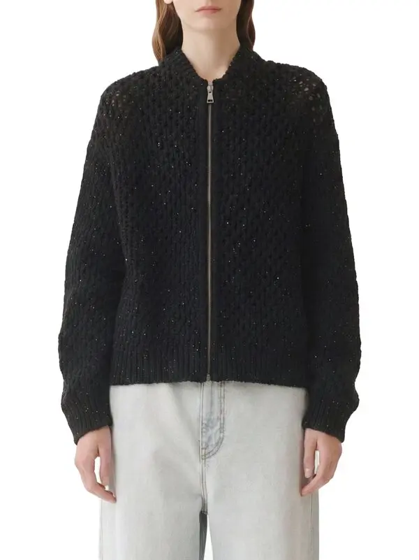 Fabiana Filippi Zip-up Sweater With Metallic Accents - Blue