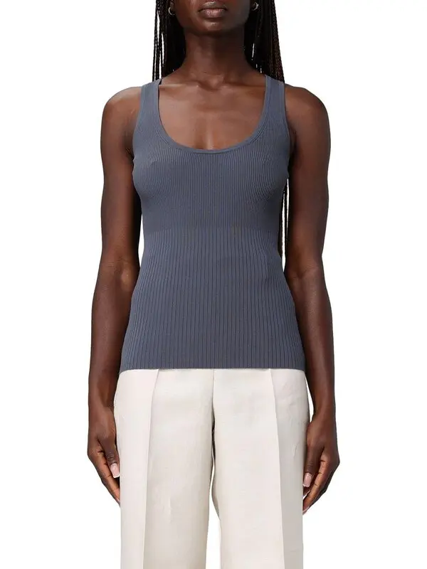Max Mara Ribbed Cotton Tank Top - Grey