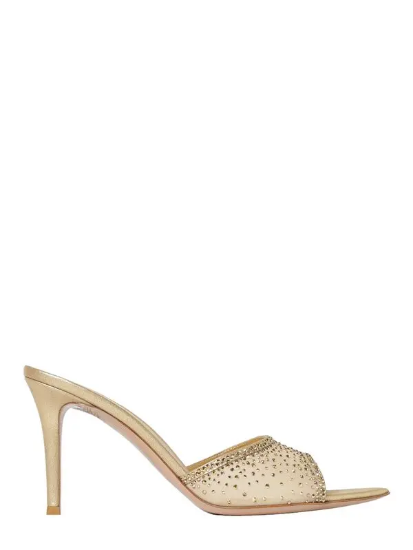 GIANVITO ROSSI Rania Crystal-embellished Stiletto Mules - Nude
