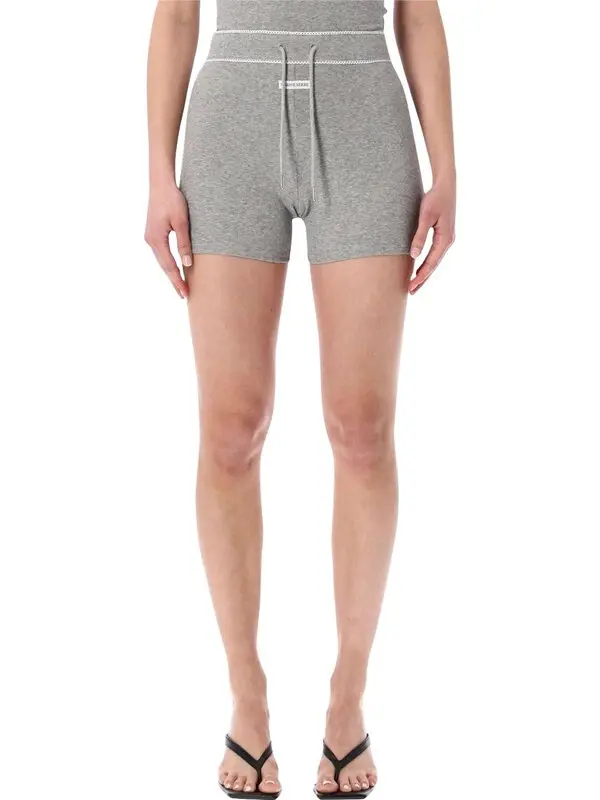 MARINE SERRE Ribbed Drawstring Shorts - Grey