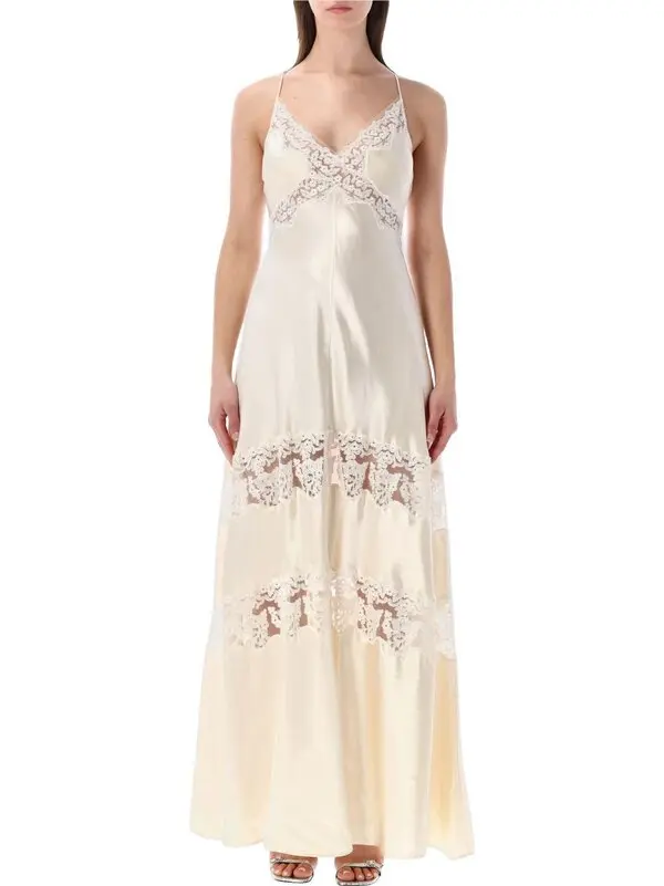 Alberta Ferretti Lace Detailed Dress - White
