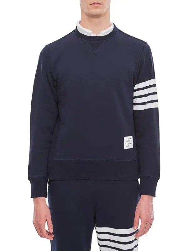 Thom Browne Sweatshirt With Signature Stripes - Blue