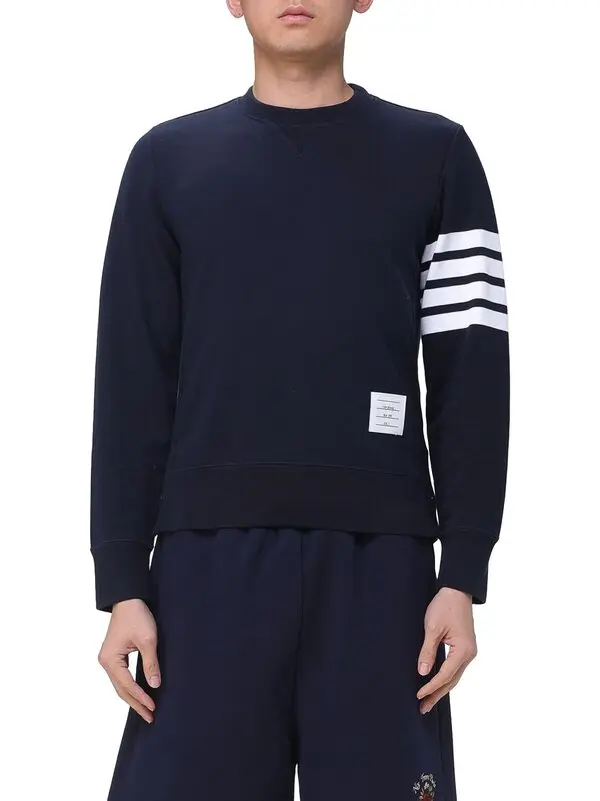 Thom Browne Sweatshirt With Signature Stripes - Blue