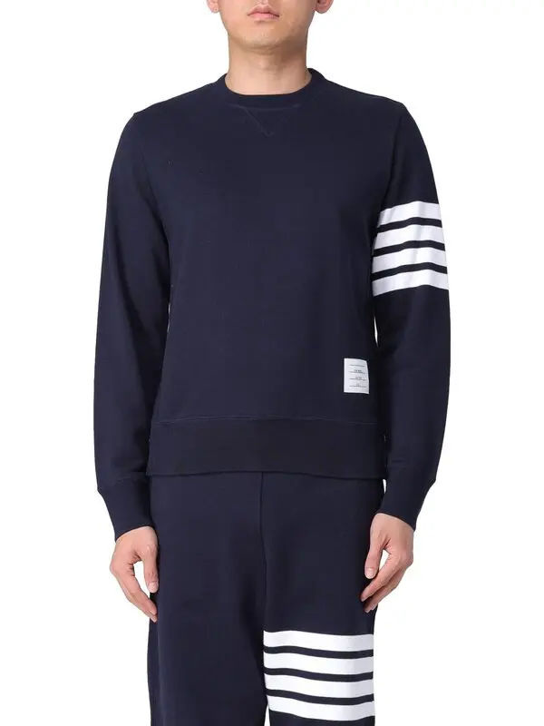 Thom Browne Sweatshirt With Signature Stripes - Blue