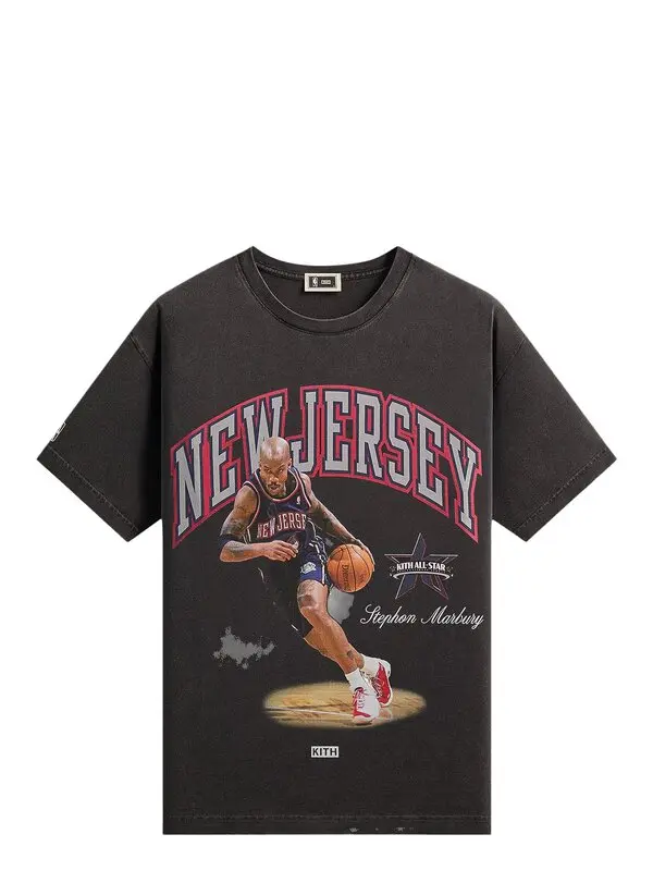 Kith For Nba All-star New Jersey Nets Stephon Marbury Vintage Tee - Black