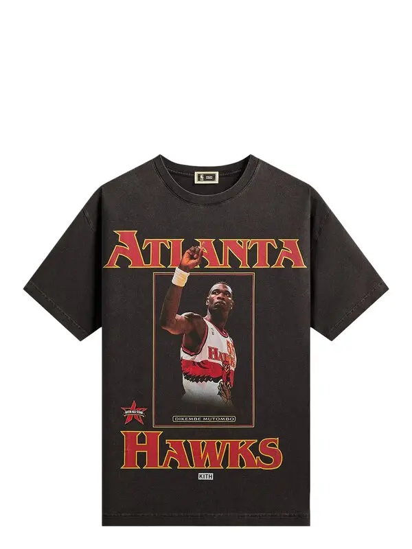 Kith For Nba All-star Atlanta Hawks Dikembe Mutombo Vintage Tee - Black