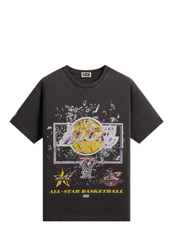 Kith For Nba All-star Los Angeles Lakers Shattered Backboard Vintage Tee - Black