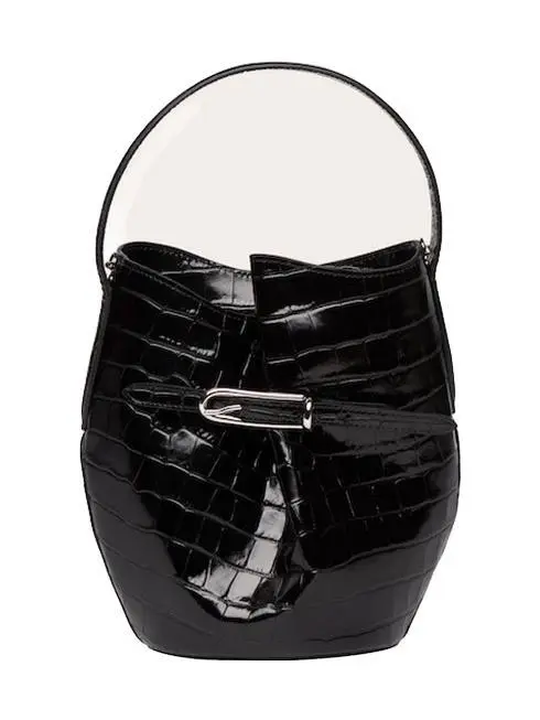 LIFFNER Belted Croc-effect Bucket Bag - Black