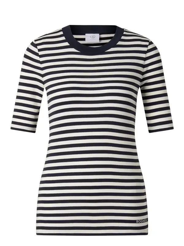Bogner Nikini Striped T-shirt - Navy Blue/off-white