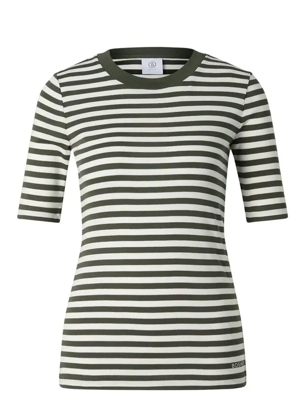 Bogner Nikini Striped T-shirt - Olive Green/off-white
