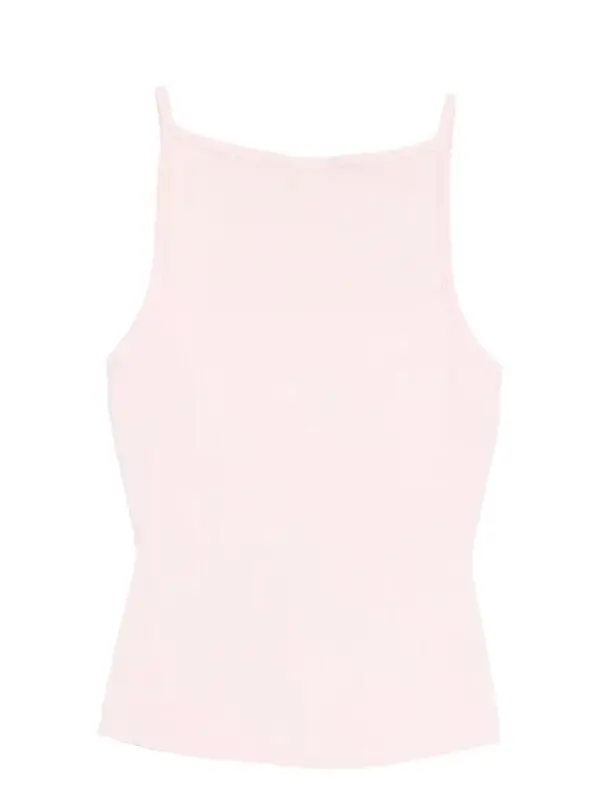 Maje Ribbed Square Neck Tank Top - Pink