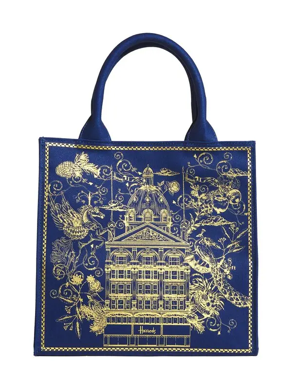 Harrods Building Shopper Bag - Navy
