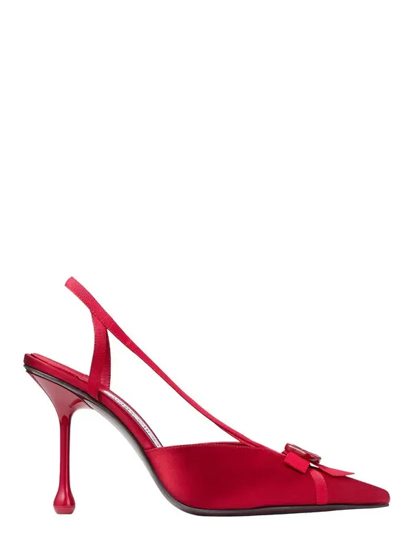 JIMMY CHOO Faya 95 Satin Slingback Pumps - Red