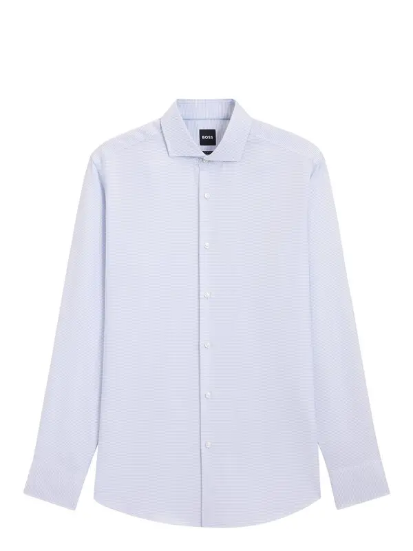 BOSS Cotton Geometric Slim-fit Shirt - Blue