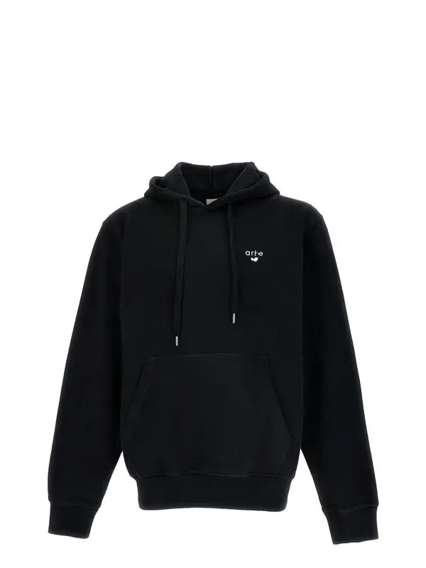 ARTE ANTWERP Logo Embroidered Drawstring Hoodie - Black