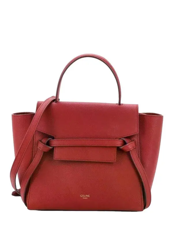Celine Textured Leather Nano Belt Bag - Red
