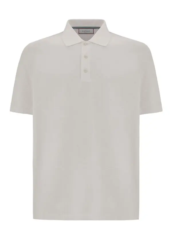 Canali Structured Cotton Polo Shirt With Three-button Closure - White