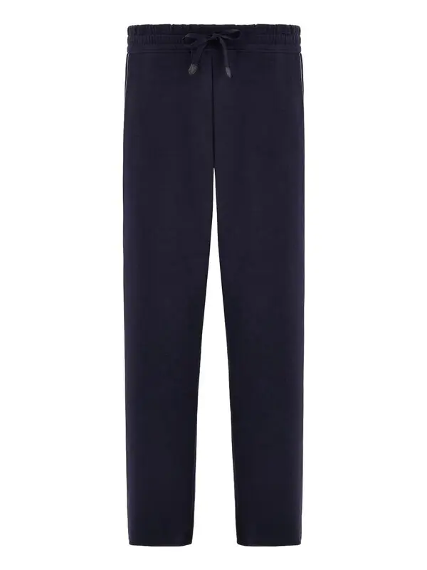 Canali Cotton-blend Joggers With Contrasting Details - Blue