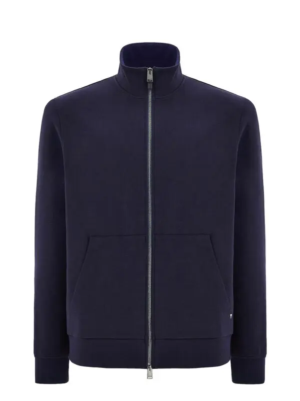 Canali Cotton-blend Zippered Sweatshirt - Blue
