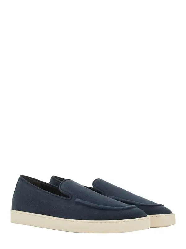 Canali Suede Loafers With Rubber Sole - Blue