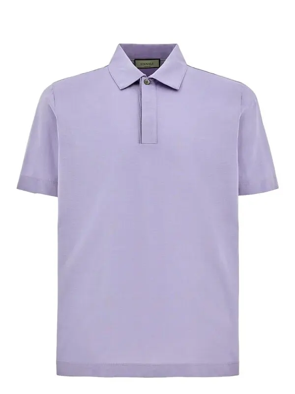 Canali Lilac Lisle Cotton Polo Shirt With Ribbed Collar - Purple