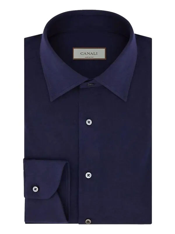 Canali Midnight Stretch Cotton Regular-fit Shirt - Blue