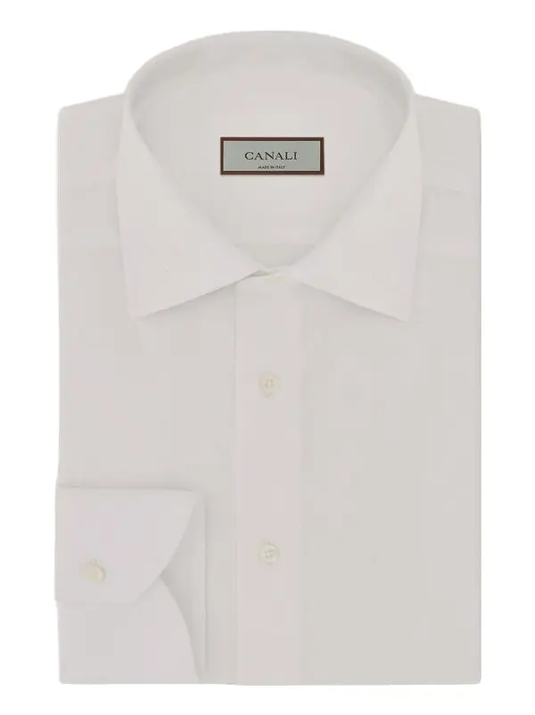 Canali Cotton Regular-fit Shirt With Micro Structure - White