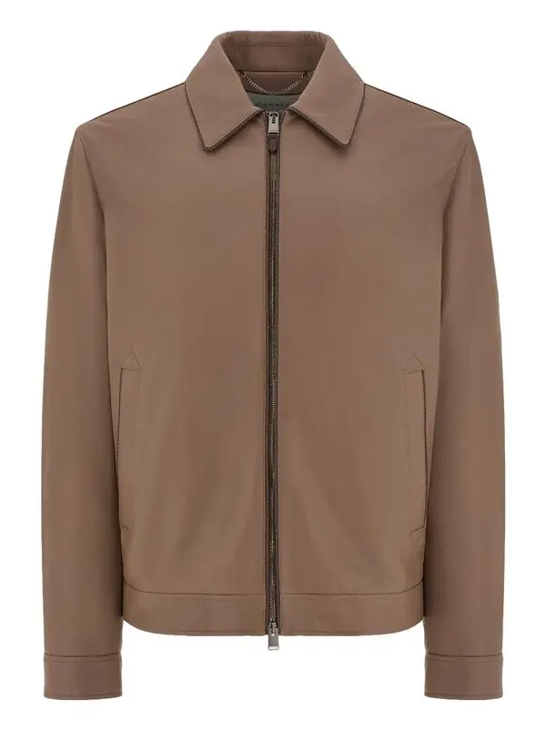 Canali Lambskin Nappa Jacket With Woven Details - Beige
