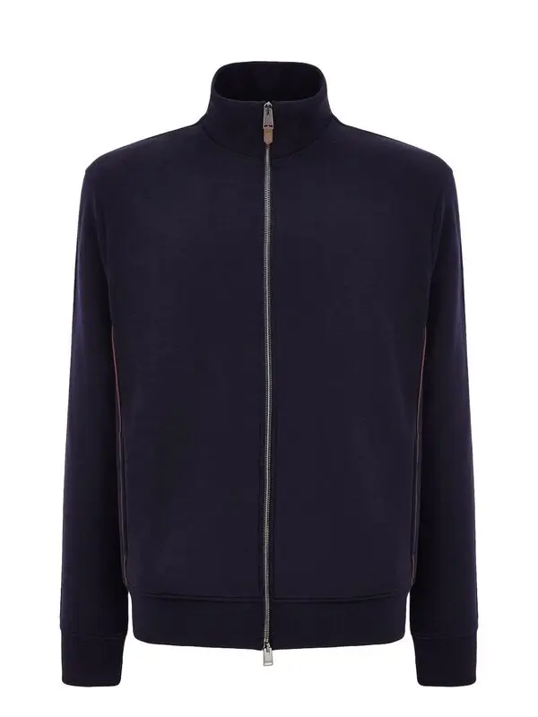 Canali Impeccabile Wool Zip-up Sweatshirt - Blue