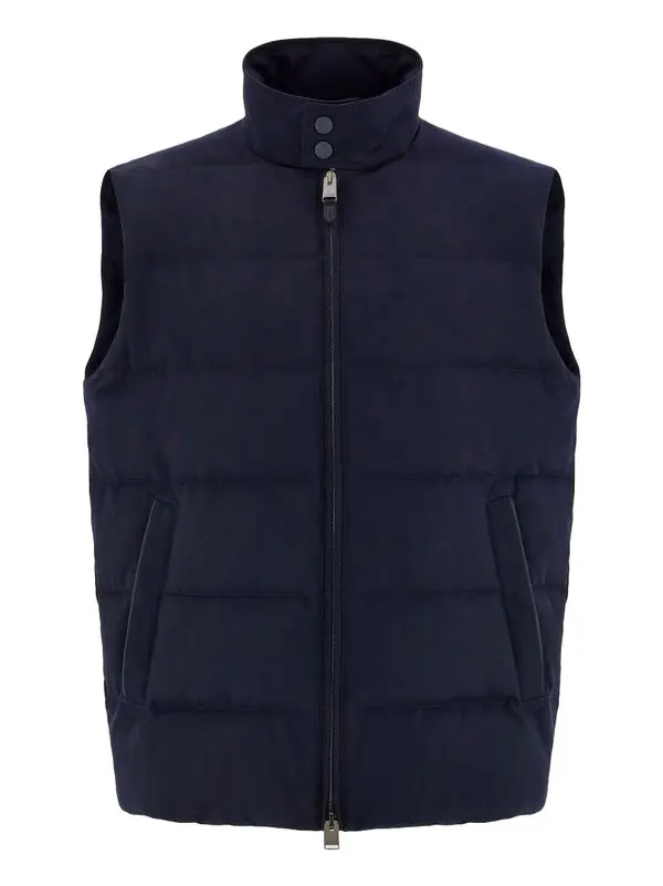 Canali Quilted Technical Fabric Vest - Blue