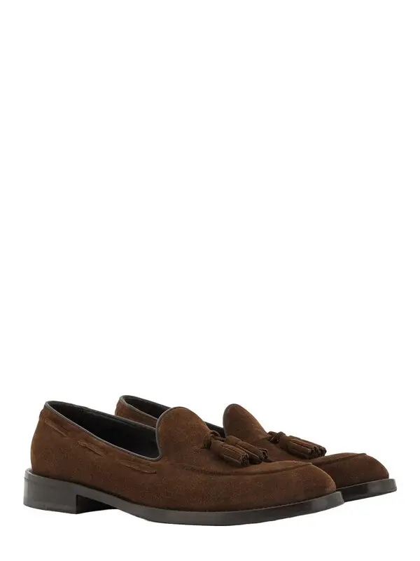 Canali Suede Loafers With Tassels - Brown