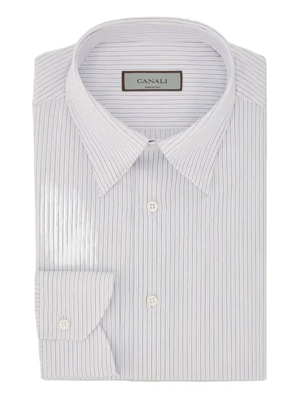 Canali Impeccabile And Blue Striped Cotton Regular-fit Shirt - White