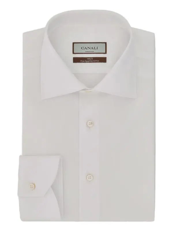 Canali 140/2 Cotton Twill Regular-fit Formal Shirt - White