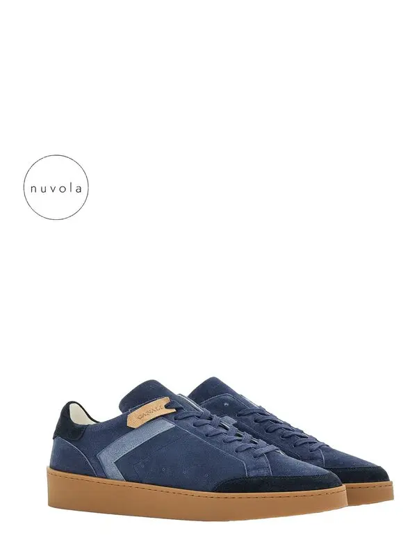 Canali Nuvola Calfskin Suede Sneakers - Light Blue