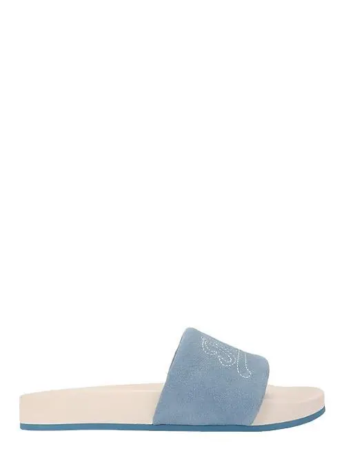 Kurt Geiger Script Fabric Slides - Mid Blue