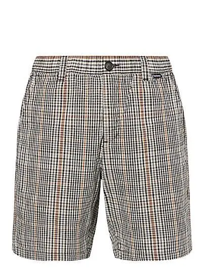 Barbour Checked Cotton-linen Shorts - Neutral
