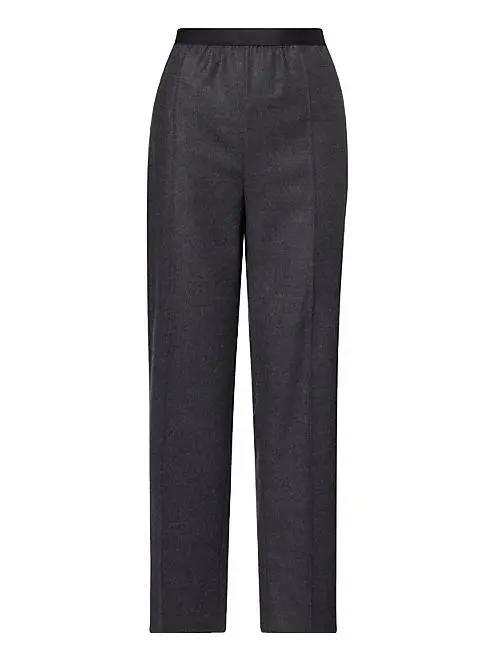MAISON MARGIELA Pleated Straight-leg Wool Trousers - Dark Grey Melange
