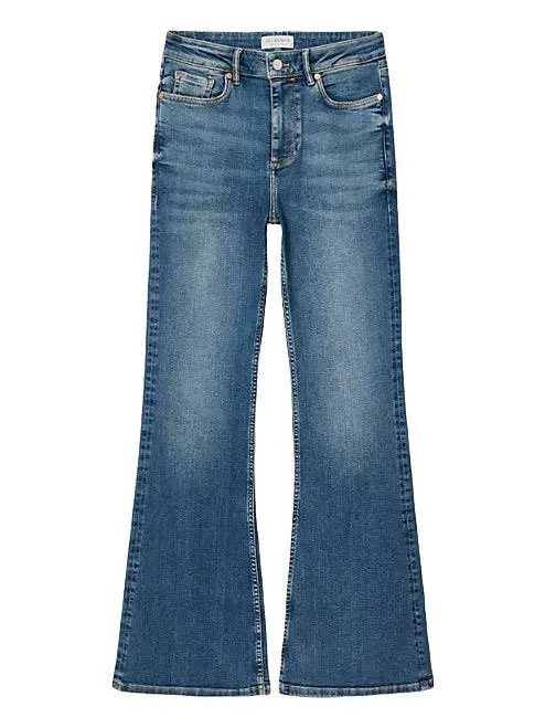 ALLSAINTS Maisie Flared-leg High-rise Stretch Cotton-blend Jeans - Mid Indigo