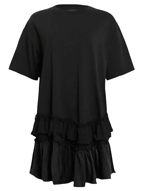 ALLSAINTS Feyre Frill-hem Mini Dress - Black
