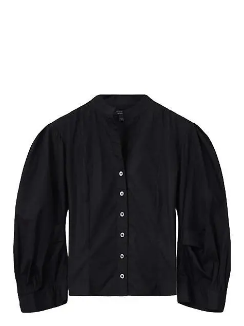ALLSAINTS Maud Stand-collar Cotton Shirt - Black