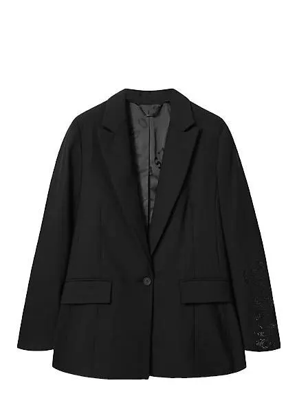 ALLSAINTS Ottie Skull-embellished Single-breasted Stretch Wool-blend Blazer - Black