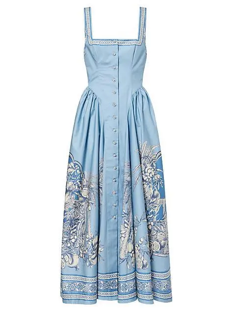ALEMAIS Al Villa Romantica Midi Dress - Blue