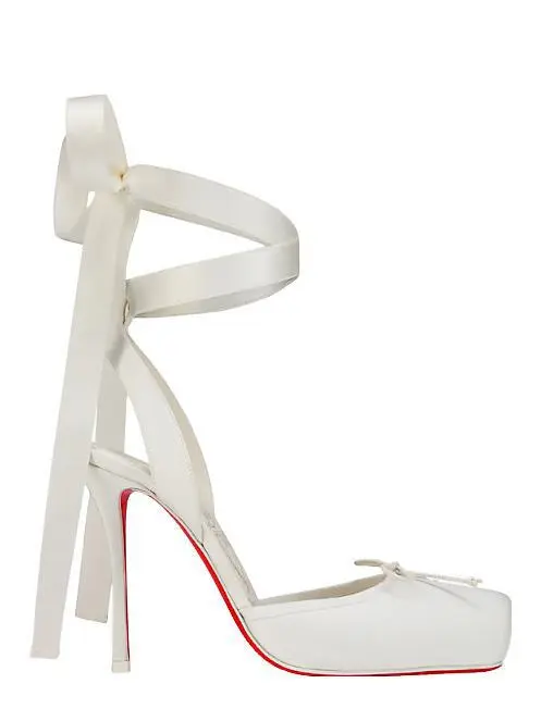 CHRISTIAN LOUBOUTIN Cassia 100 Lace-up Pumps - Ivory/lin Snow