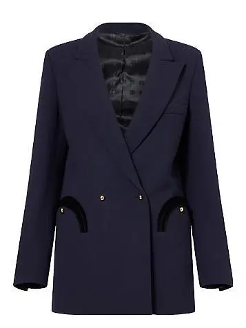 BLAZÉ MILANO Everyday Double-breasted Wool Blazer - Navy