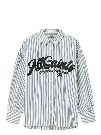 ALLSAINTS Adrianne Logo-print Woven Shirt - Blue/white