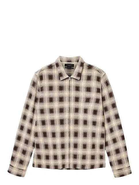 ALLSAINTS Krater Check-print Woven Shirt - Brown/ecru Whi