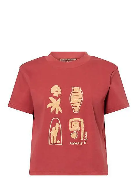 ALEMAIS Laurence Chenille Embroidered Cotton-blend T-shirt - Rust