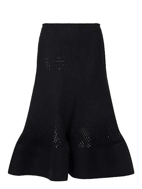 Alaïa Fluted Stretch-knit Midi Skirt - Noir Alaia